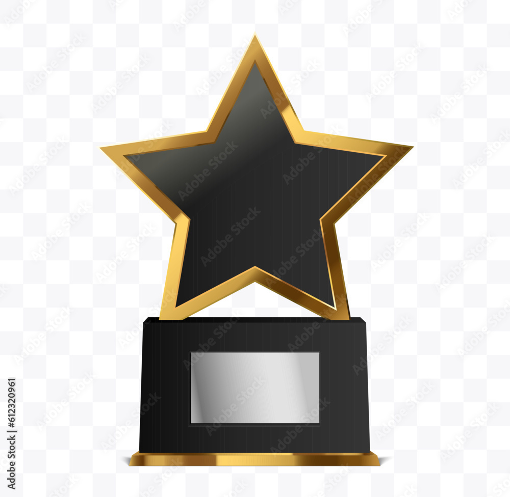 Star shape trophy award isolated. Vector illustration of gold prize on ...