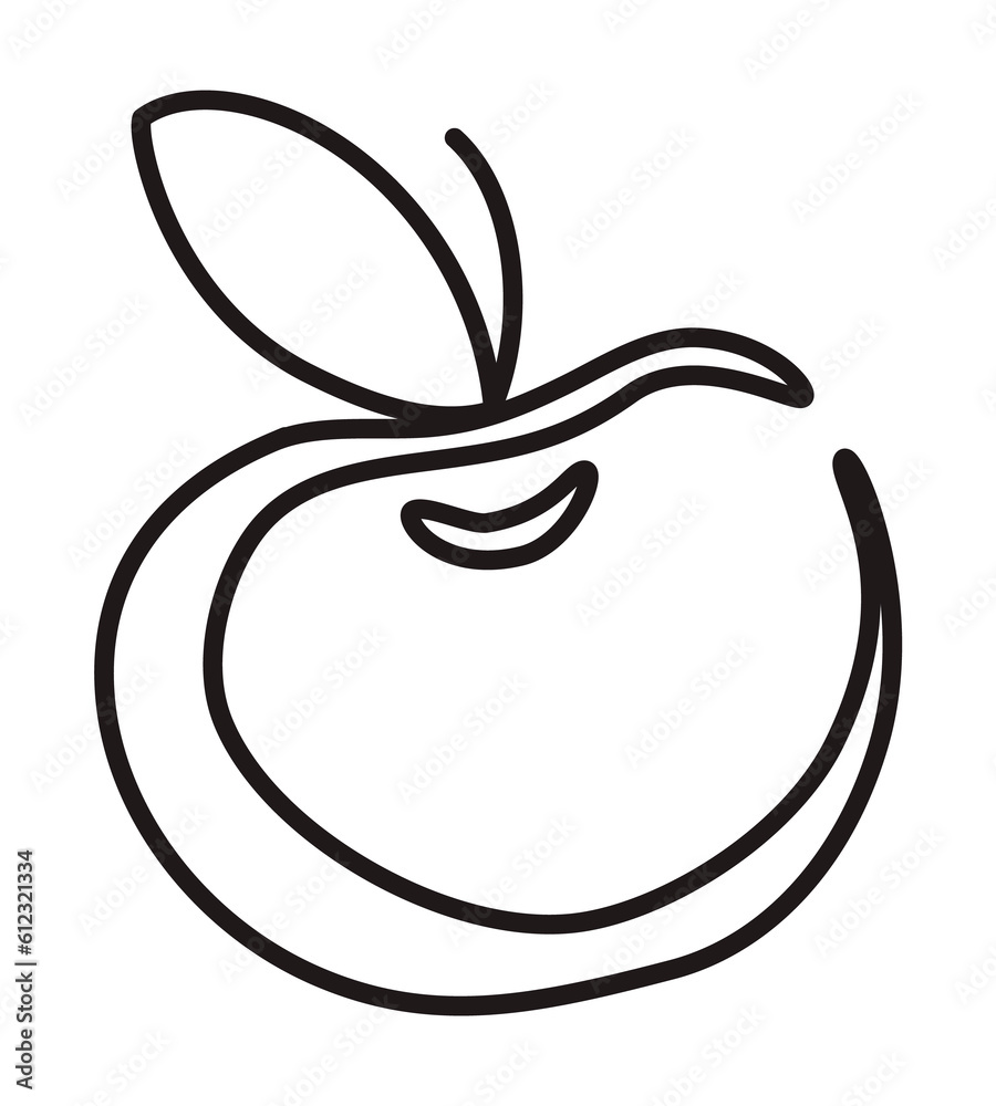Apple hand drawn with thin line. Png clipart isolated on transparent ...