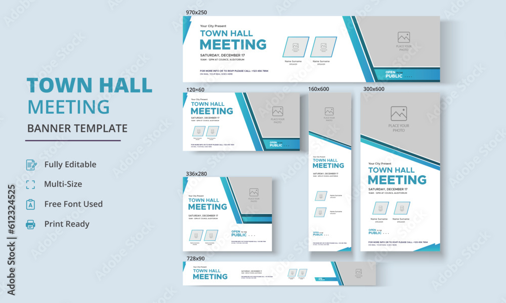 Town Hall Meeting Banner Templates, City Hall Banner and Poster Stock ...