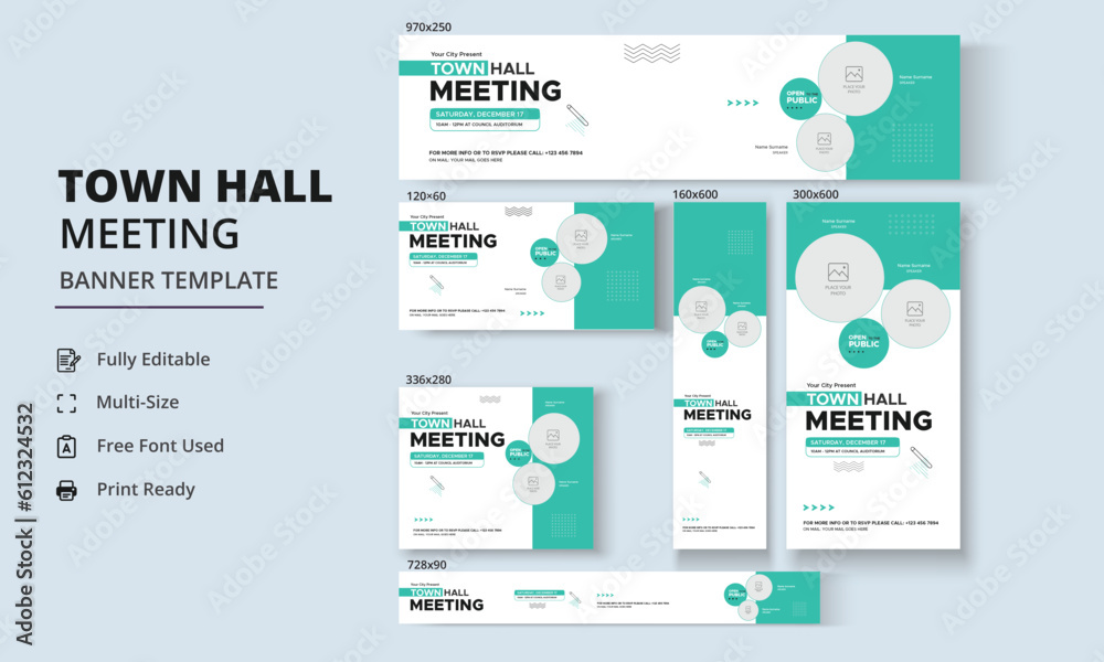 Town Hall Meeting Banner Templates, City Hall Banner and Poster Stock ...