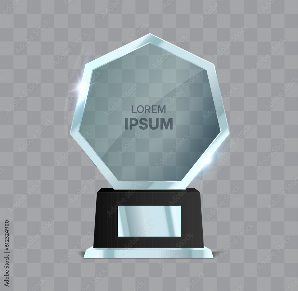 Trophy award isolated. Transparent glass prize. Vector illustration ...