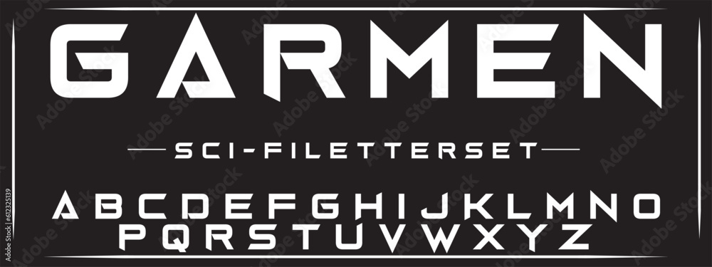Vecteur Stock GARMEN, Sports minimal tech font letter set. Luxury ...