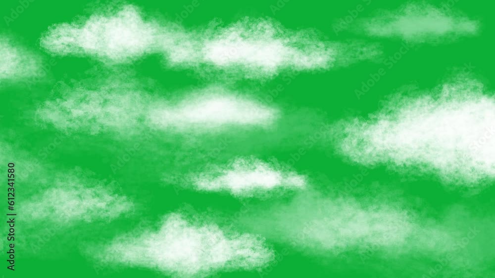 Moving Three Clouds Animated Cartoon Clouds Looped Isolated on Green ...
