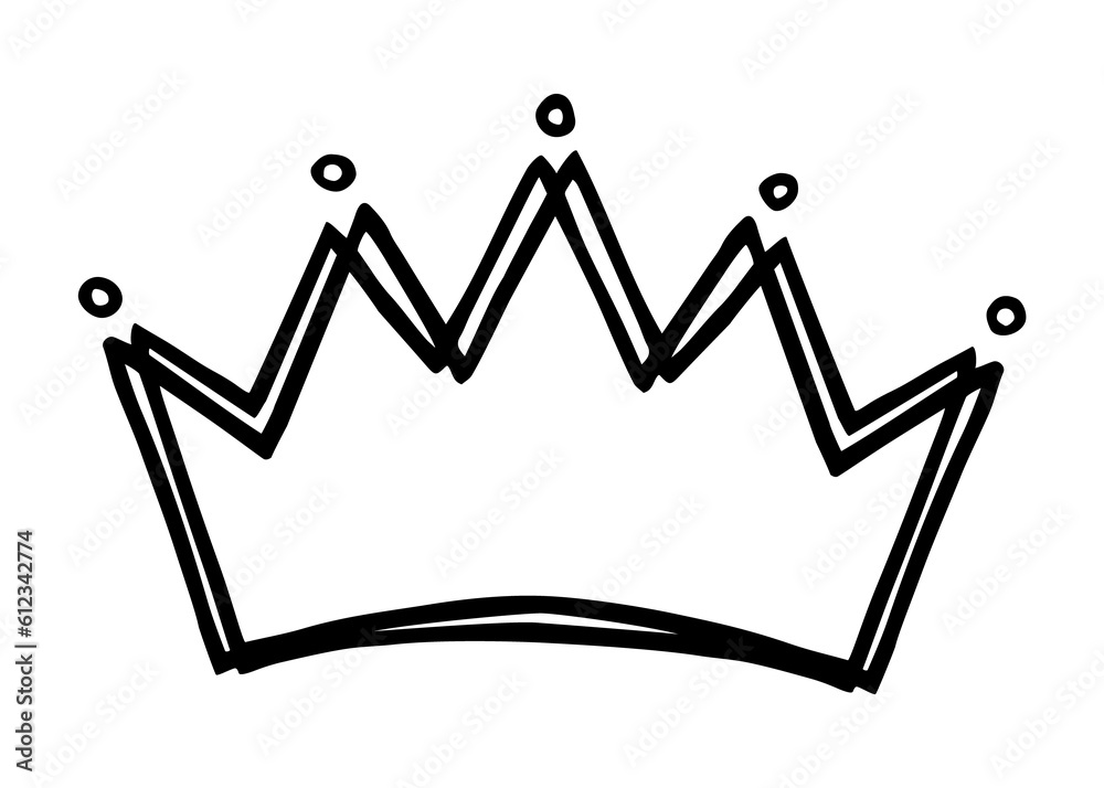 Hand drawn stylized crown design hand painted with ink pen. Png clipart ...