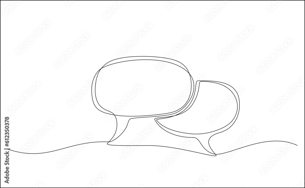 Continuous one line drawing of couple speech bubbles. Single line ...