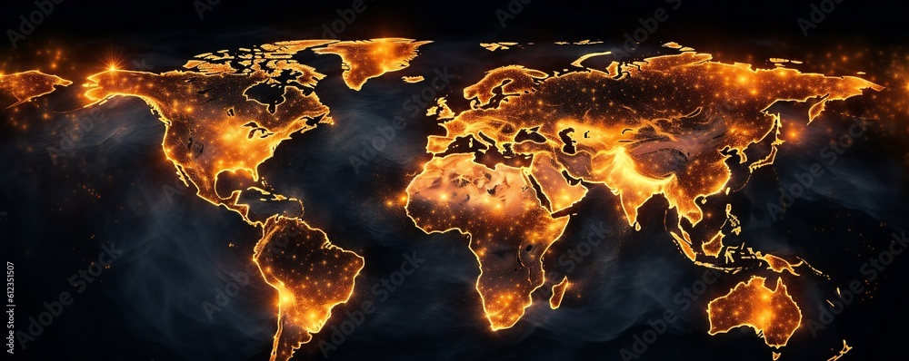 Earth map background showing places on fire Generative AI Stock ...