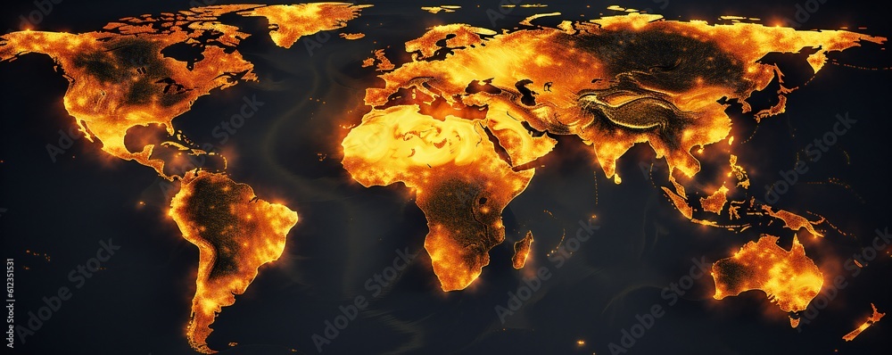 Earth map background showing places on fire Generative AI Stock ...