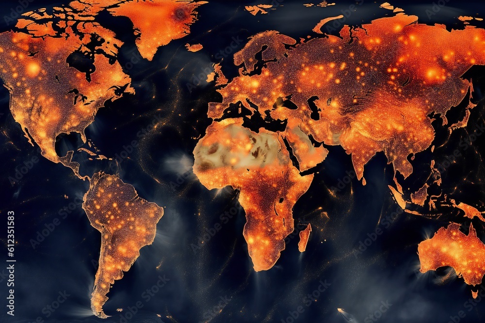 Earth map background showing places on fire Generative AI Stock ...