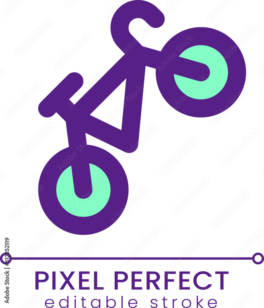 Bicycle pixel perfect RGB color ui icon. Sports and leisure vehicle ...