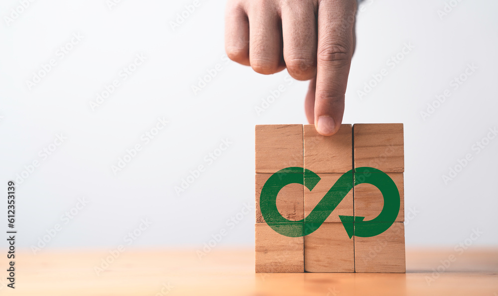 Infinity symbol with Circular business economy environment icons print ...
