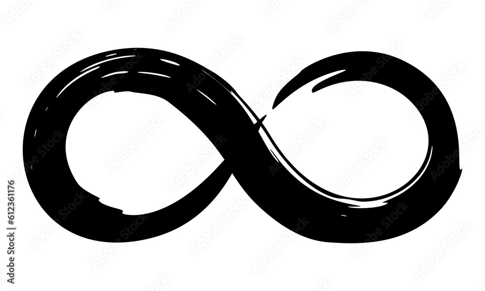 Infinity symbol hand painted with grunge brush stroke and black paint ...