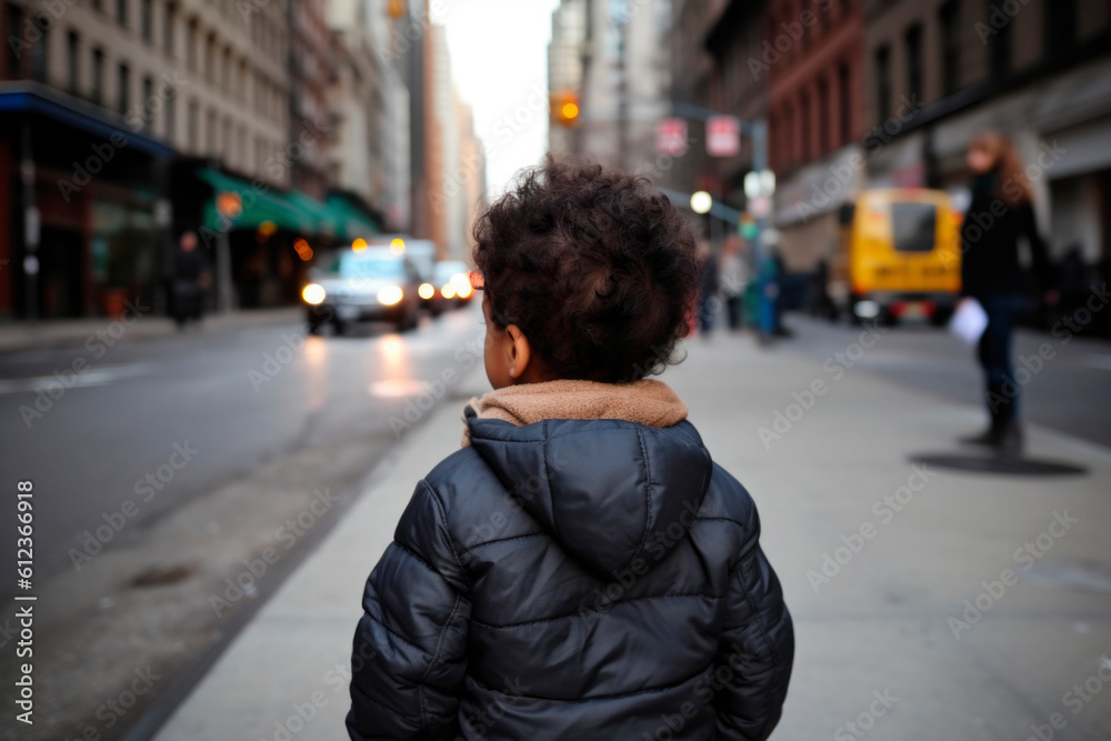 AI generated back view portrait of candid african american little boy ...
