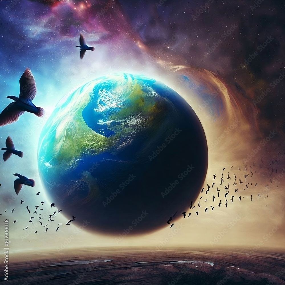 Earth creatures will migrate to the stars. Made by AI bing image ...