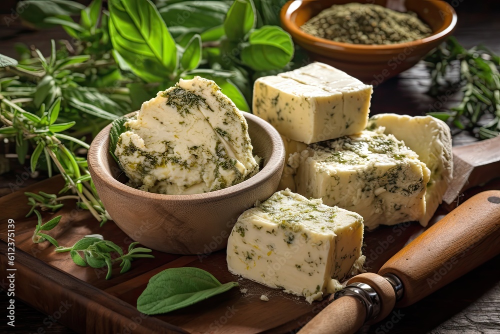 Variety of Aromatic Compound Butters with Herbs: Chili, Mustard, Basil ...