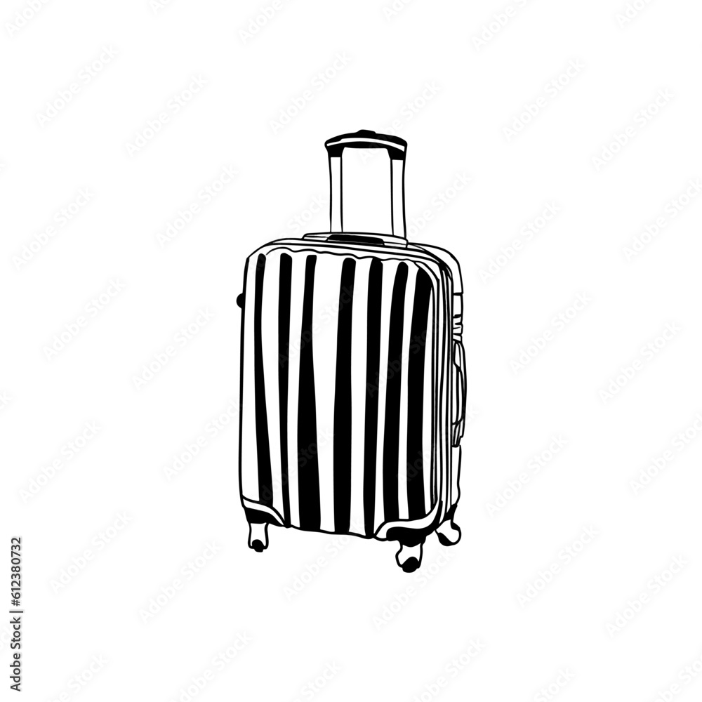 Vector sketch hand drawn silhouette of a suitcase, line art Stock ...
