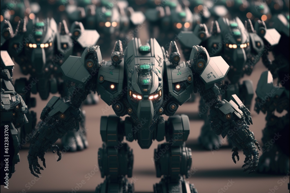 Scifi military robot or battlemech of futuristic army with robot ...