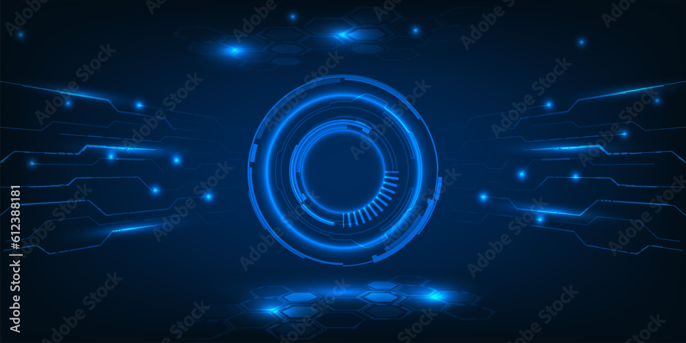 Vector illustration of futuristic blue digital high technology with ...