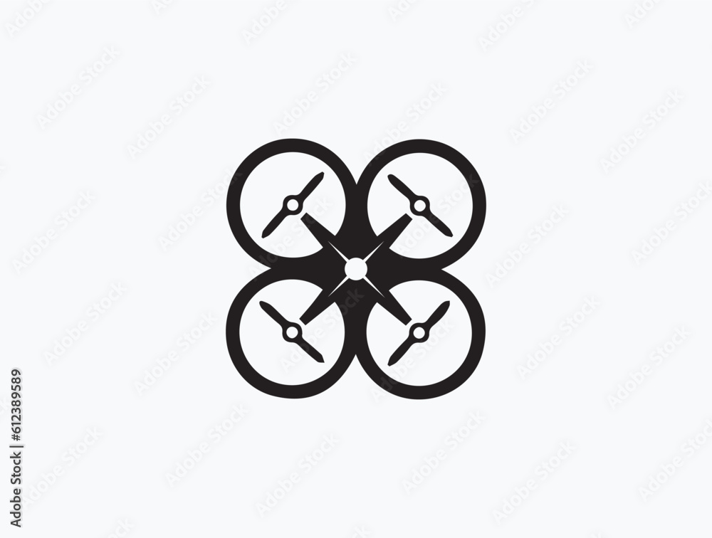 Realistic vector drone with a camera. Flying with aerial camera badge ...