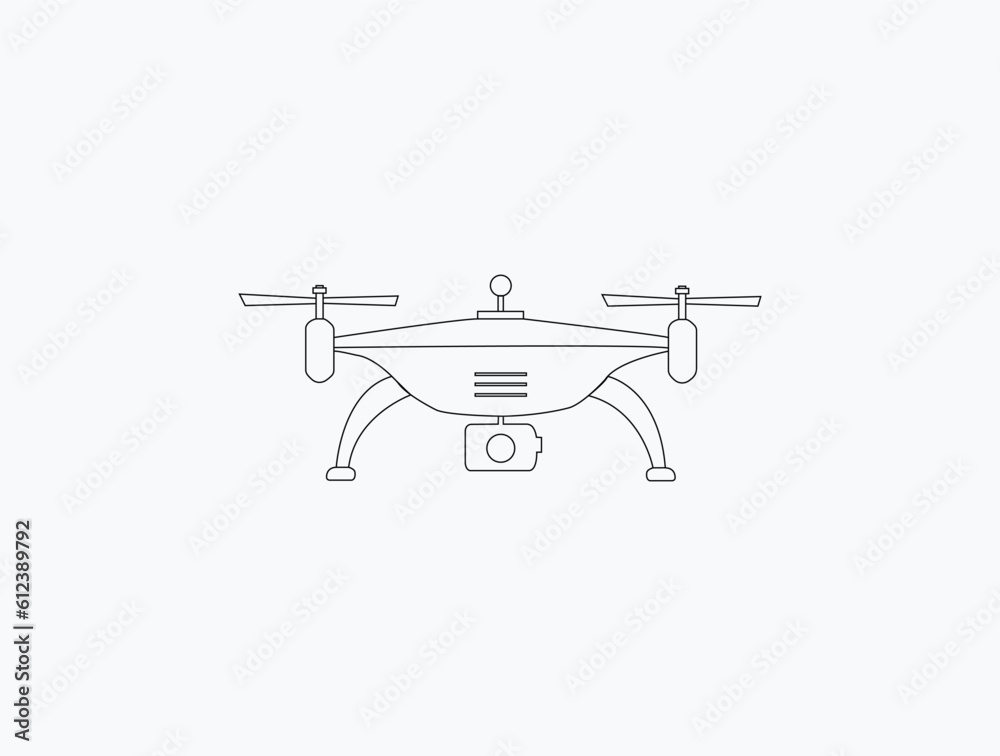 Realistic vector drone with a camera. Flying with aerial camera badge ...