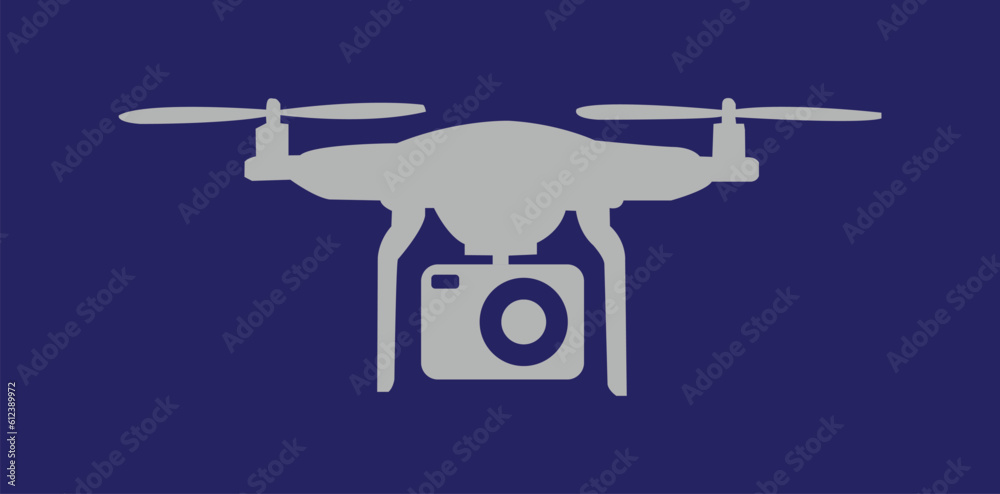 Realistic vector drone with a camera. Flying with aerial camera badge ...