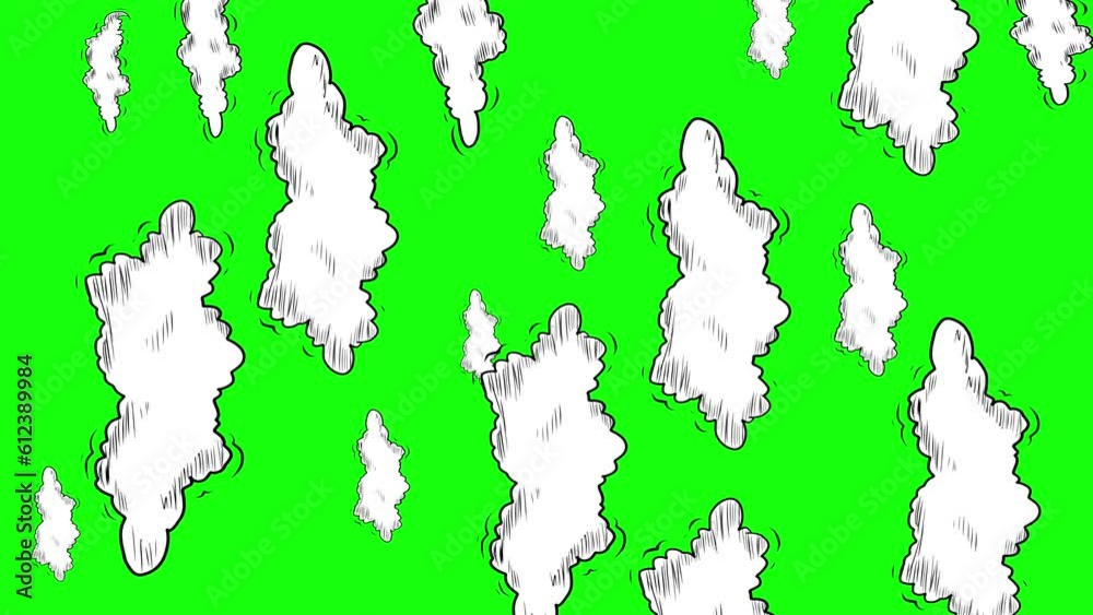 4k Cloudy sky animation. Animated Hand Drawn Clouds timelapse Isolated ...