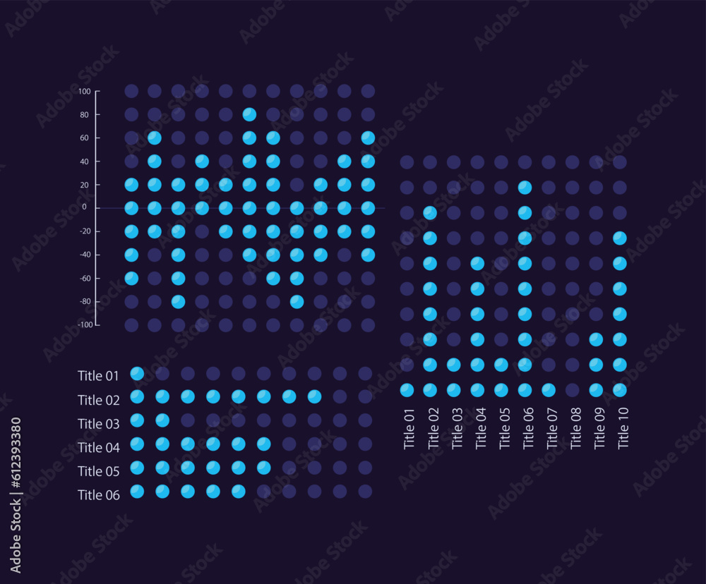 Dot plot infographic chart design template set for dark theme ...