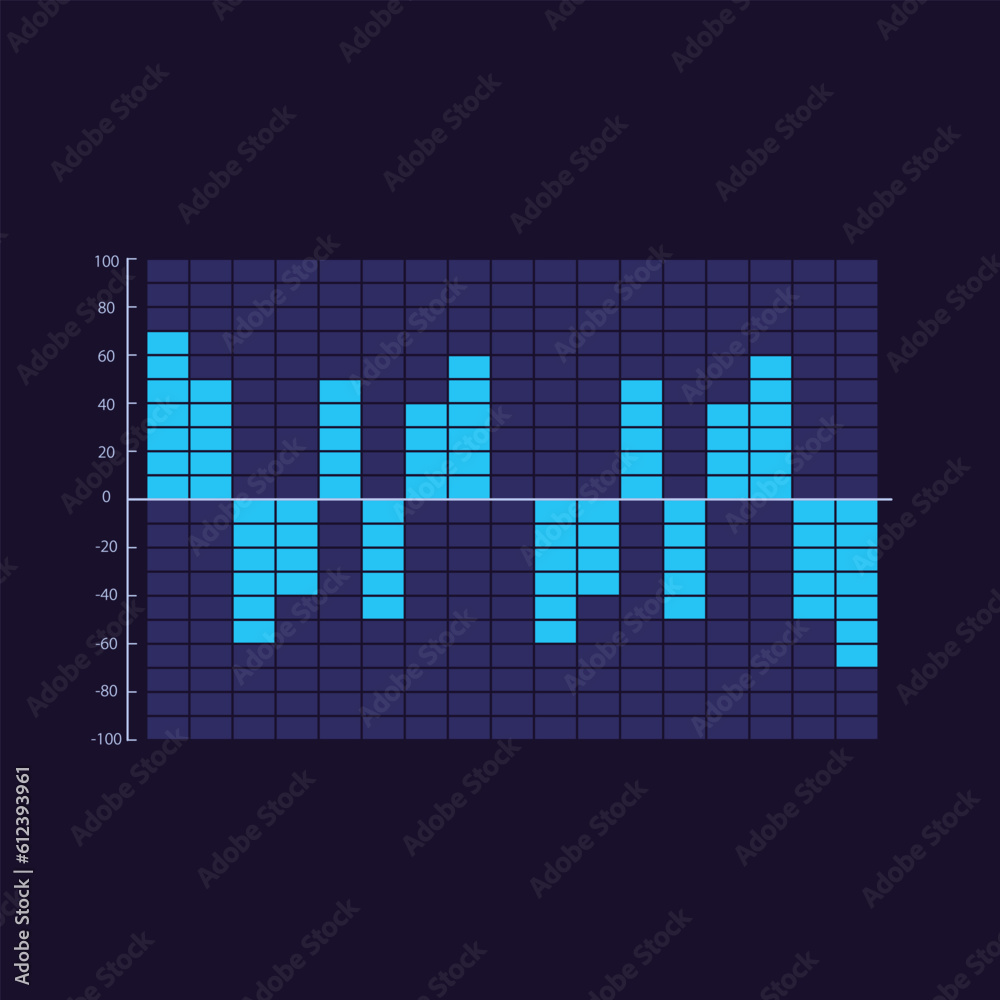 Diverging infographic chart design template for dark theme. Positive ...