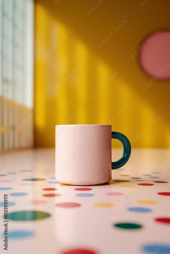 artistic mug mock up in a curated whimsical studio setting with natural ...