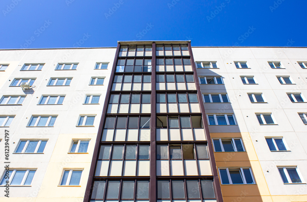 Architectural design of apartment buildings. External view of a new ...