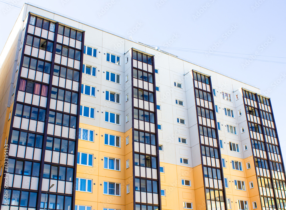 Architectural design of apartment buildings. External view of a new ...