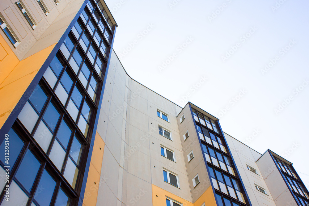 Architectural design of apartment buildings. External view of a new ...