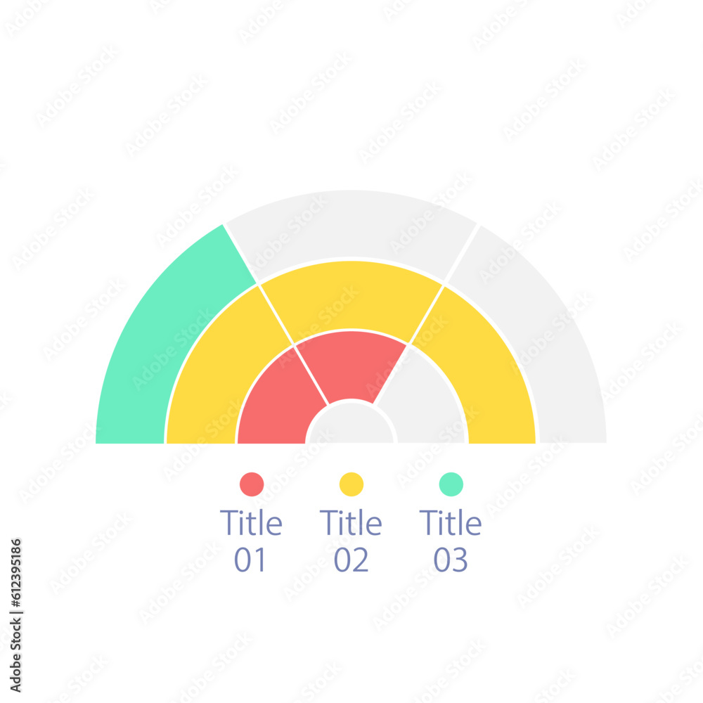Semicircle infographic chart design template with three options. Show ...