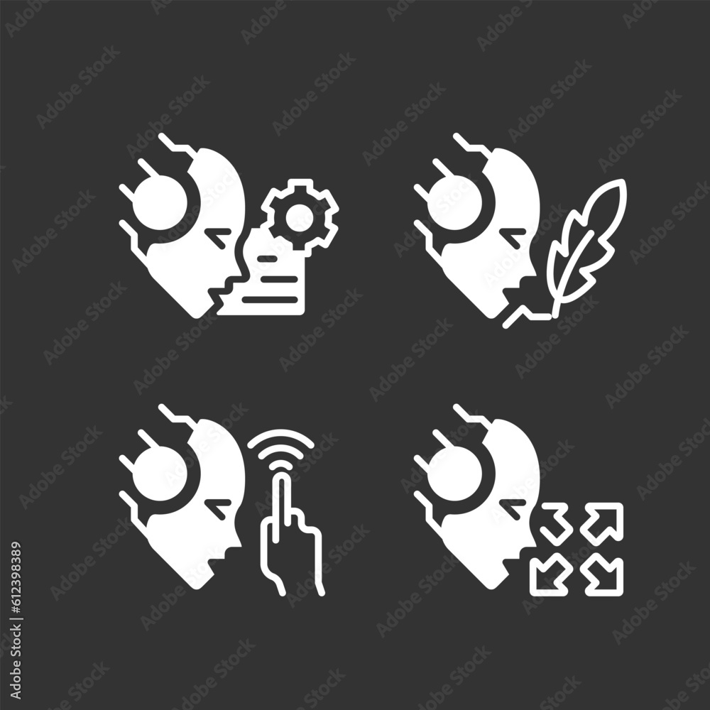 Fototapeta Artificial intelligence capabilities white linear glyph ... Fototapeta Artificial intelligence capabilities white linear glyph ...