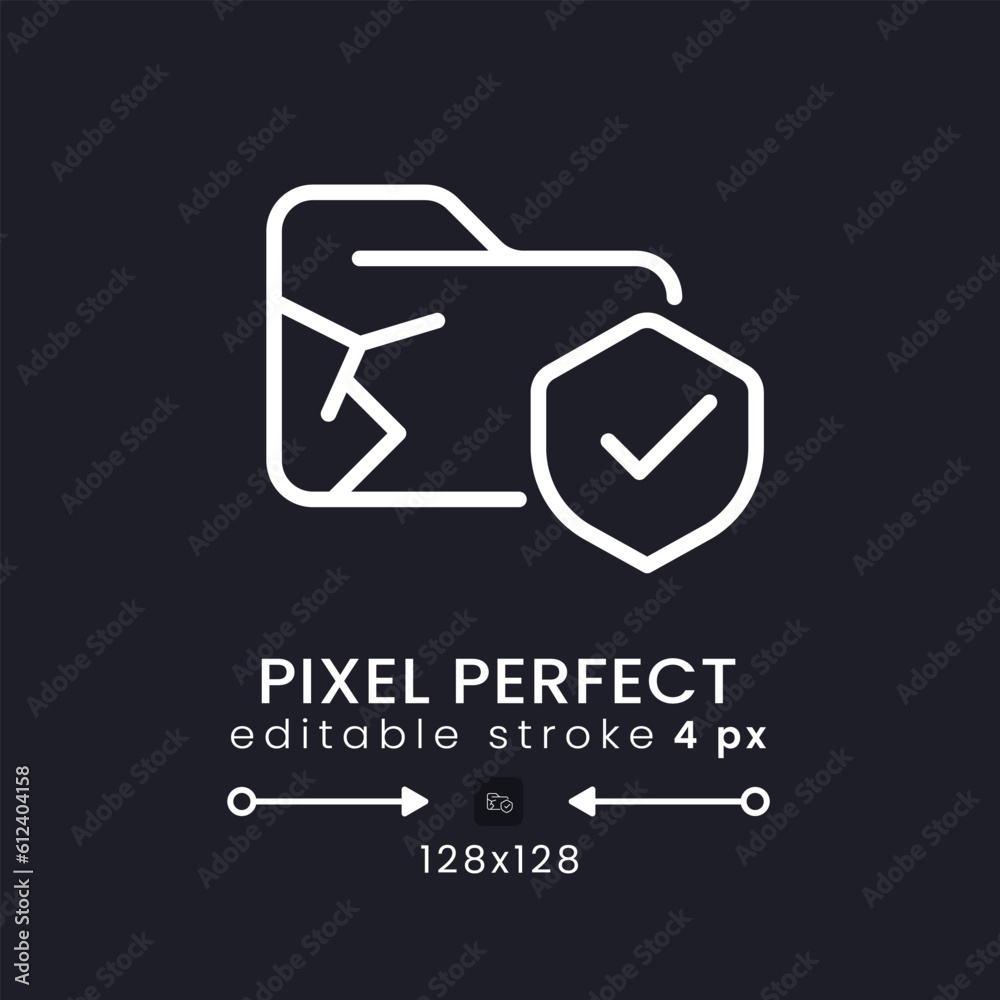 Data loss prevention white linear desktop icon on black. Breach ...