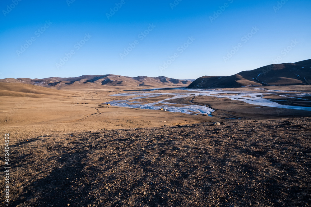 Orkhon River view from Monument for the Mongol States, Kharkhorin city ...