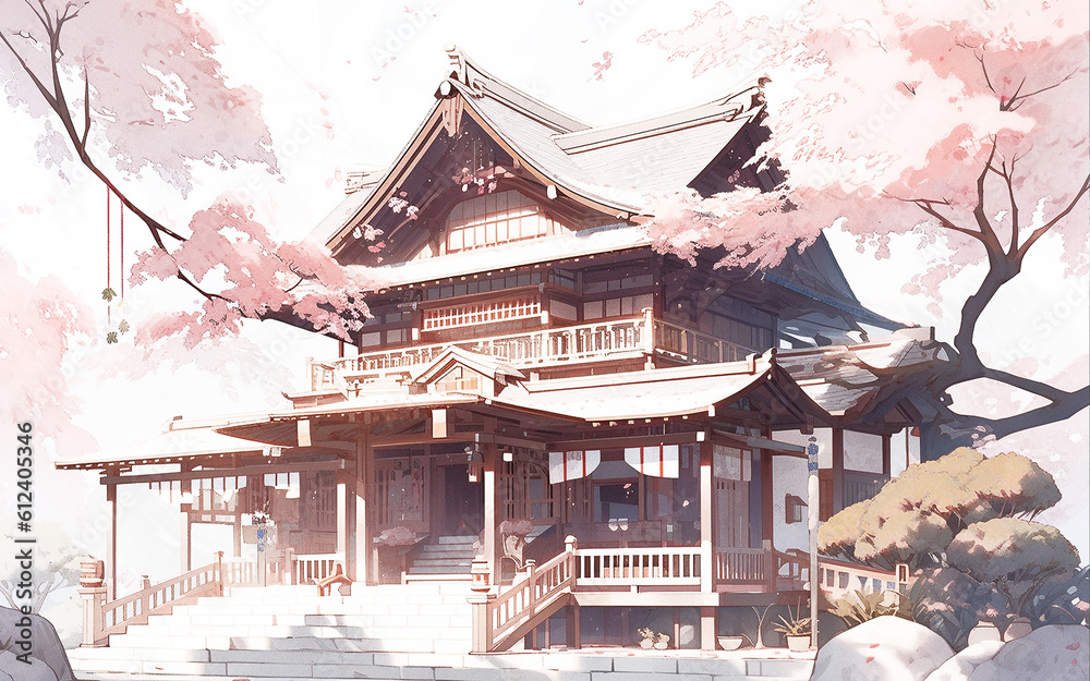 AI generate: Japanese style Mansion house architect drawing, animation ...