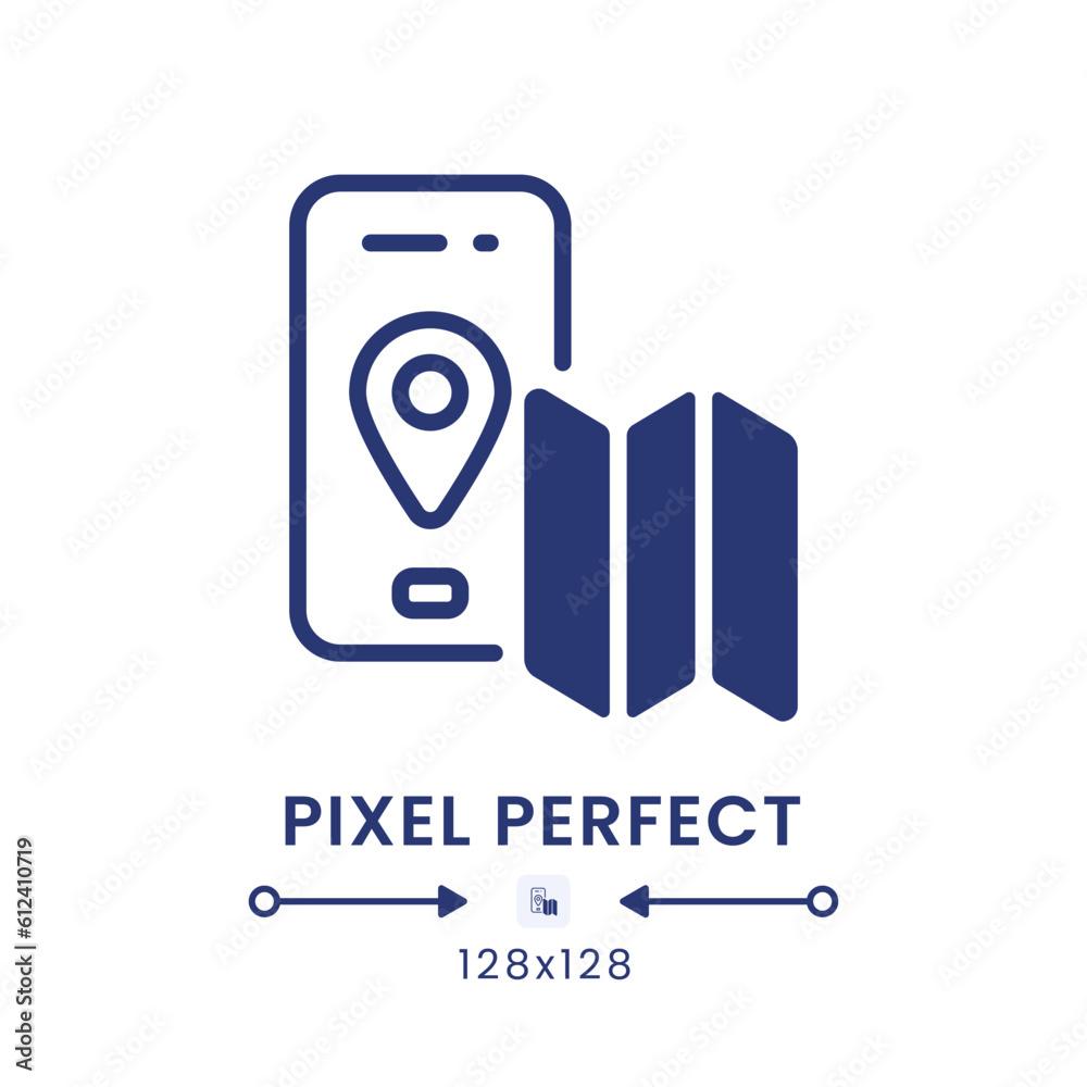 Navigation app black solid desktop icon. Offline map. Driving ...