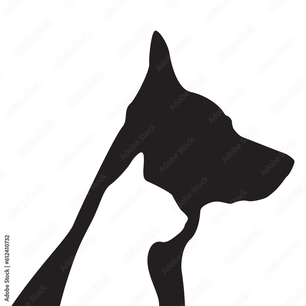 Dog and cat profile black silhouettes. Pets shadow side view ...