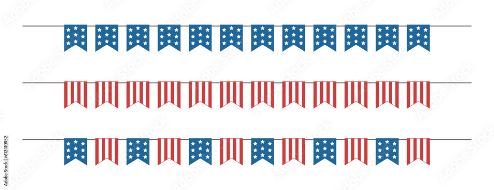 Bunting garland set with American flag for USA independence day ...
