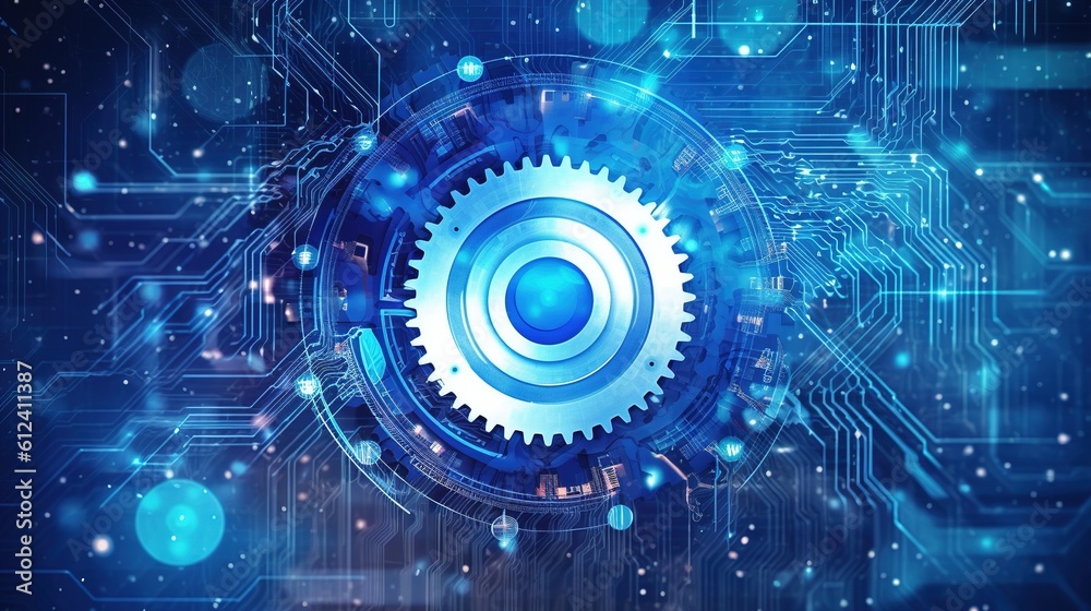 Hi-Tech Gear Wheel Illustration for Engineering, Digital Business, and ...
