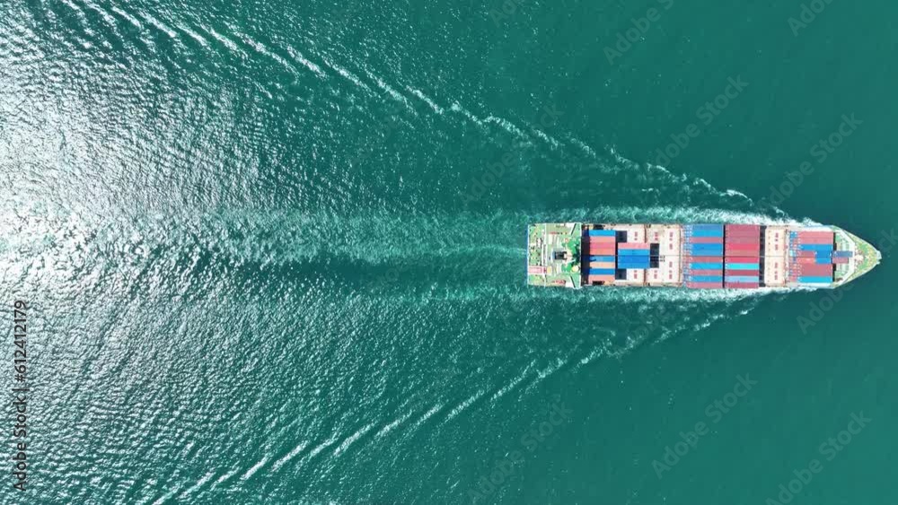 Cargo container Ship, cargo maritime ship with contrail in the ocean ...