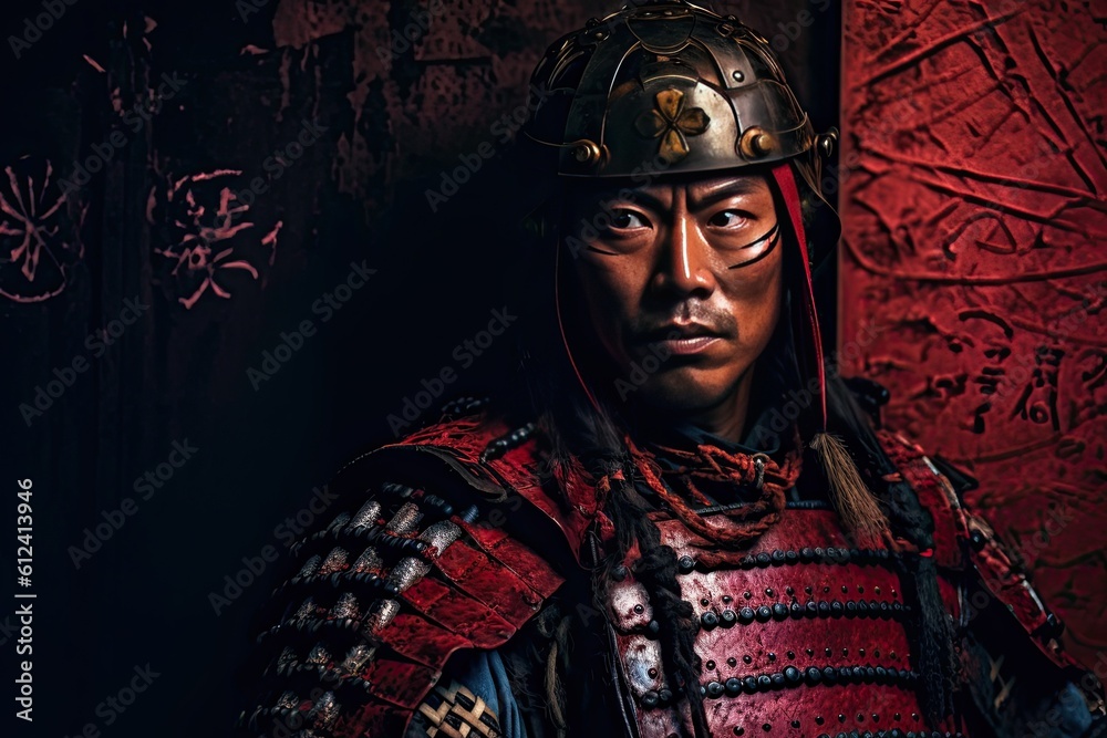 A samurai in armor in attack position. japanese samurai. generative ai ...