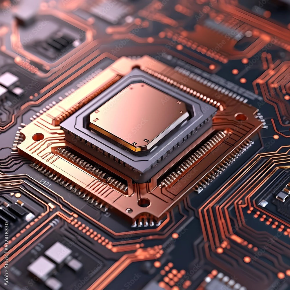 Abstract blue technological motherboard. Background Ai chipset on ...