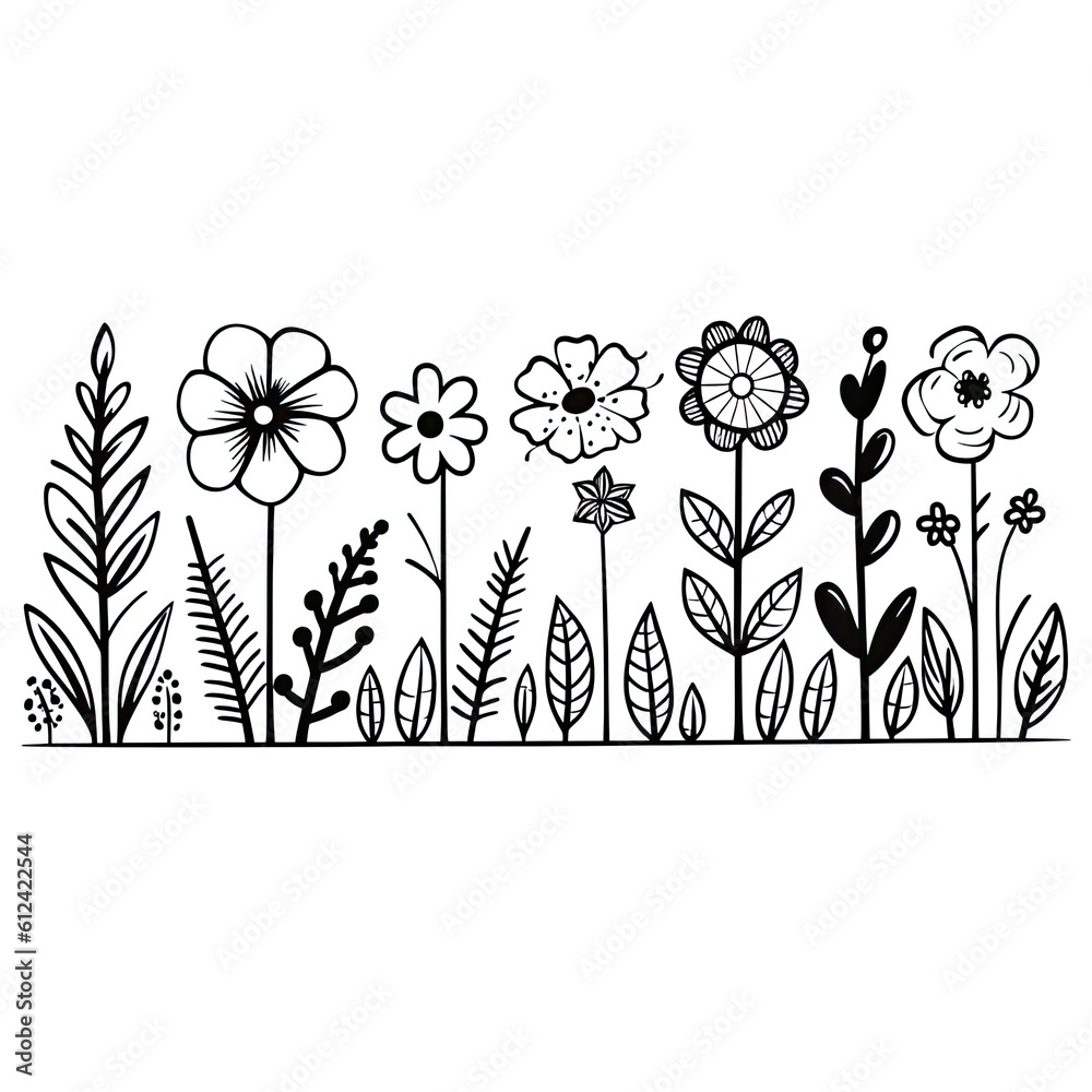Border flower coloring page. Beautiful flower frame. Coloring page ...