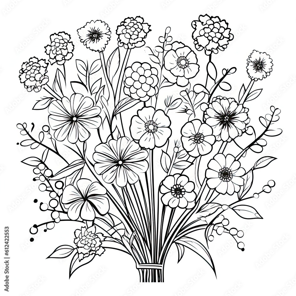 Border flower coloring page. Beautiful flower frame. Coloring page ...