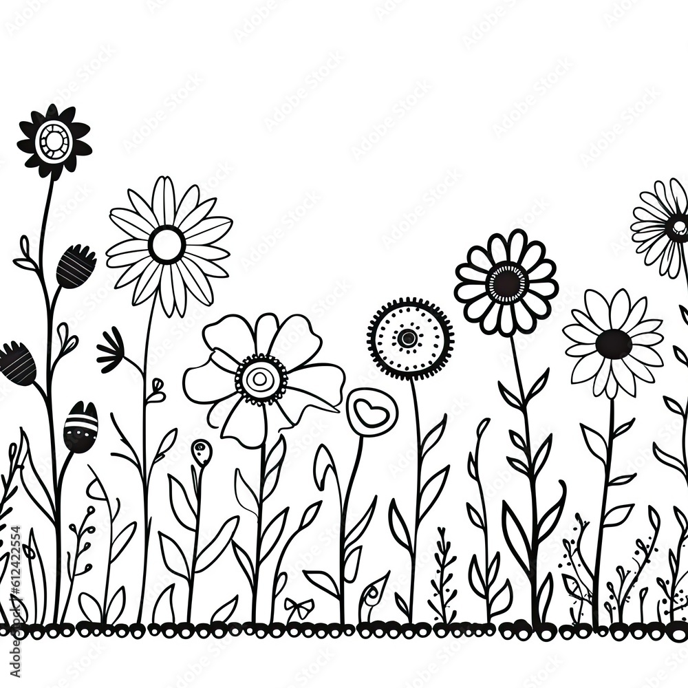 Border flower coloring page. Beautiful flower frame. Coloring page ...