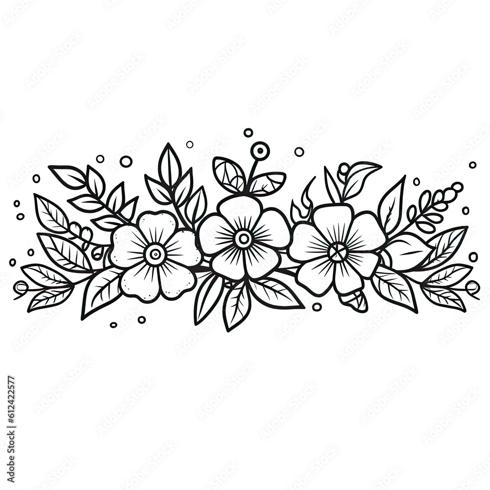 Border flower coloring page. Beautiful flower frame. Coloring page ...