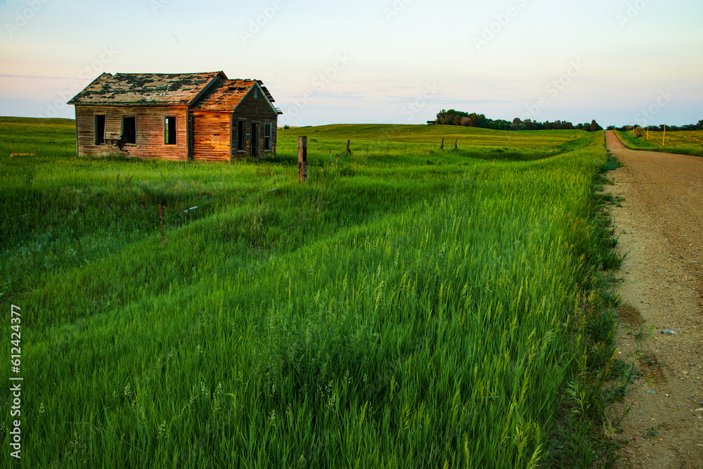 Old country school house on the prairie once busy now stands as a ...