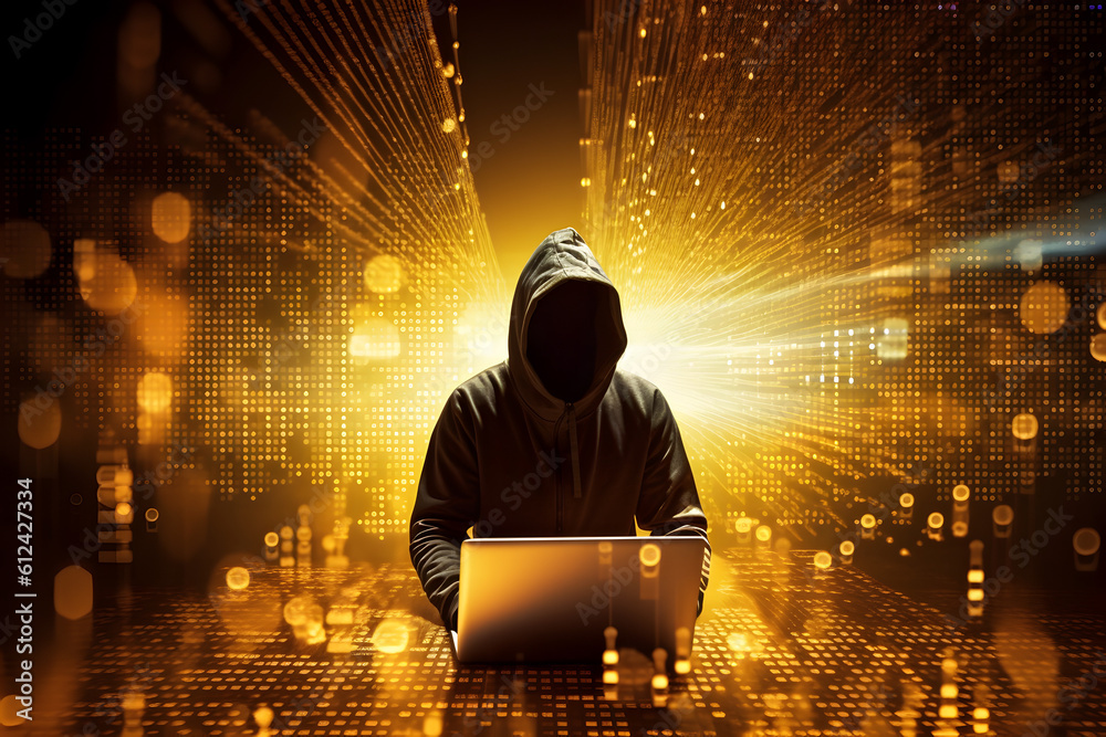 Hacker typing computer. Concept of cybercrime, cyberattack, dark web ...