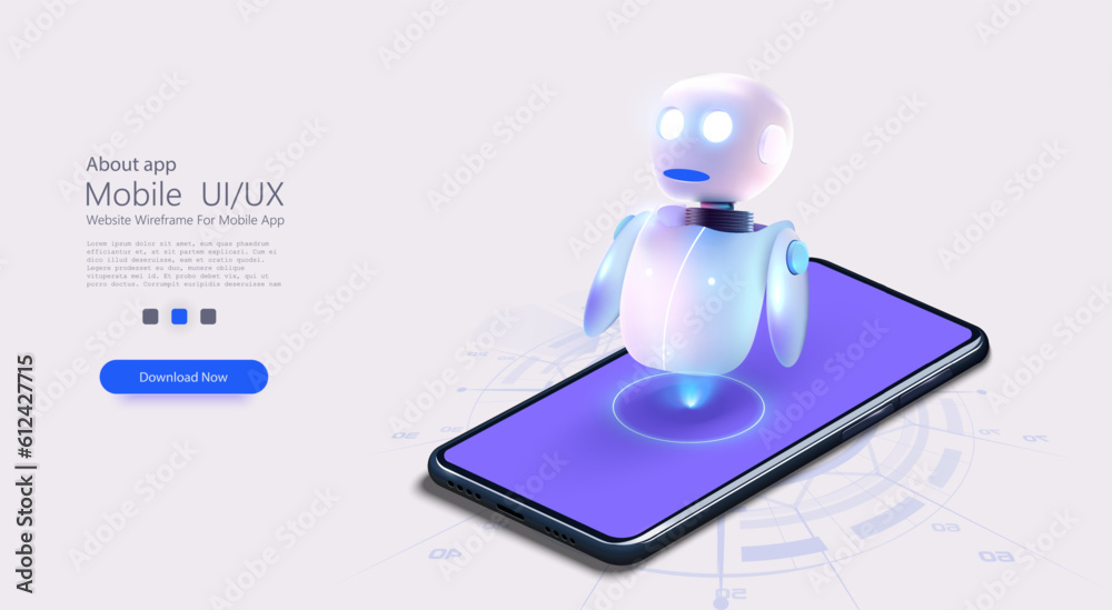 Chat bot avatars. Mobile chatbot. Artificial intelligence chat ...